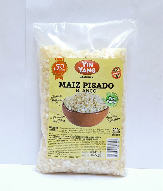 Yin Yang Maíz Pisado Blanco 500g - Dietética Viamonte